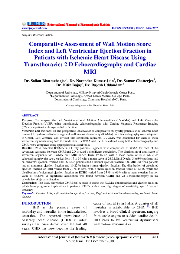 (PDF) Comparative Assessment of Wall Motion Score Index and Left ...