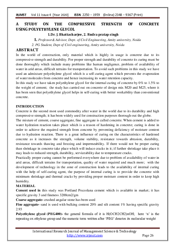 (PDF) A STUDY ON THE COMPRESSIVE STRENGTH OF CONCRETE USING ...