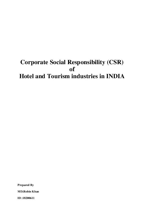 (PDF) Corporate Social Responsibility (CSR) of Hotel and Tourism ...