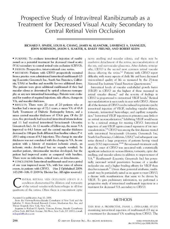 (PDF) Prospective Study of Intravitreal Ranibizumab as a Treatment for ...