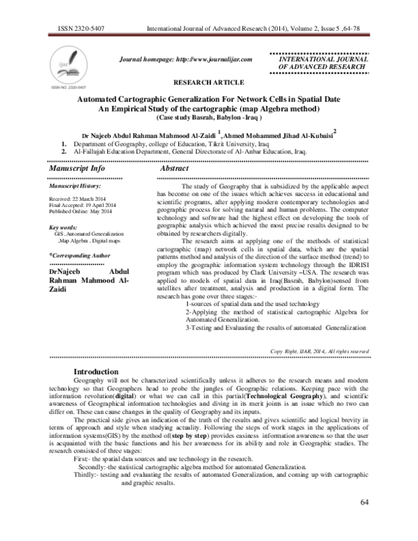 (PDF) Automated Cartographic Generalization For Network Cells in Spatial Date An Empirical Study ...