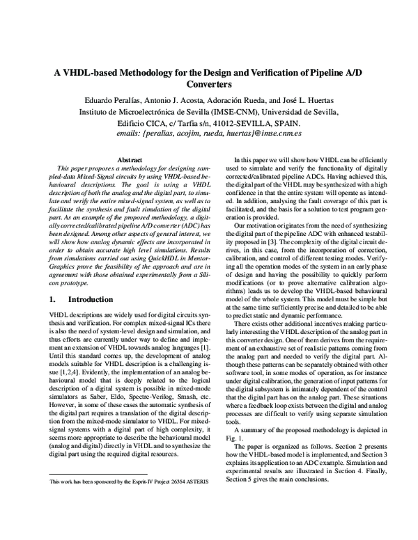 Pdf A Vhdl Based Methodology For The Design And Verification Of