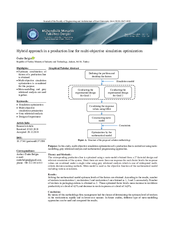 Pdf Hybrid Approach In A Production Line For Multi Objective
