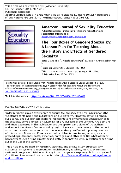 (PDF) Four Boxes of Gendered Sexuality: A Lesson Plan for Teaching ...