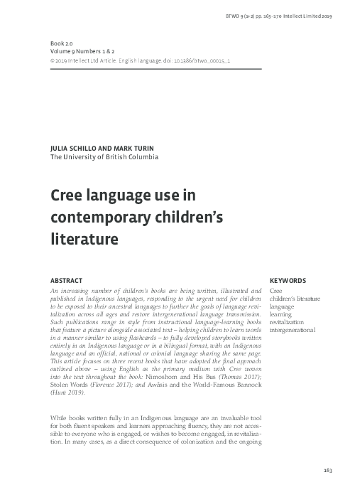 (PDF) Cree language use in contemporary children’s literature