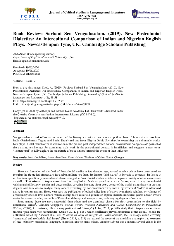 (PDF) Book Review: Sarbani Sen Vengadasalam. (2019). New Postcolonial ...