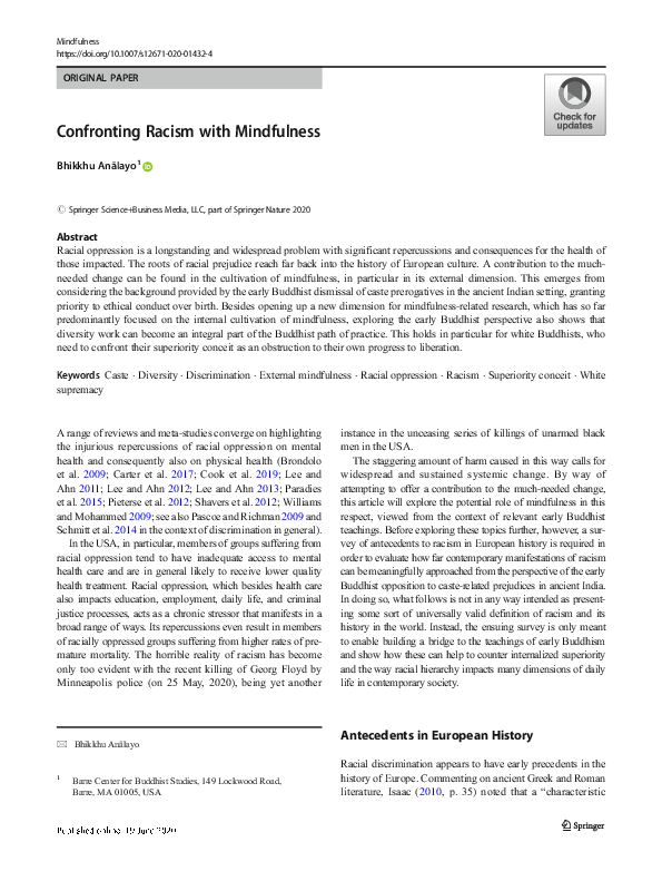 (PDF) Confronting Racism with Mindfulness