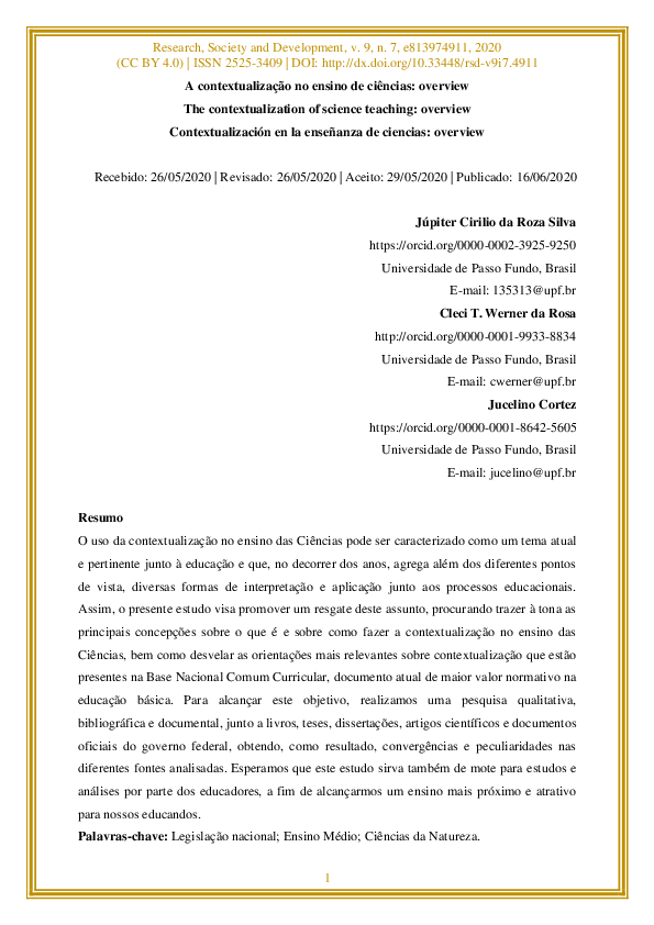 Pdf The Contextualization Of Science Teaching Overview