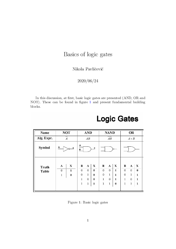 (PDF) comp arch - Basics of logic gates