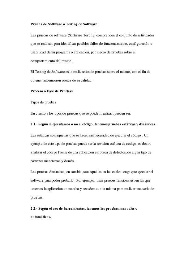 (DOC) Prueba de Software o Testing de Software