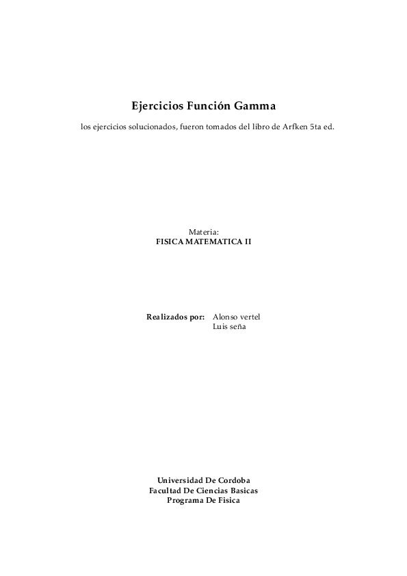 (PDF) Ejercicios Función Gamma