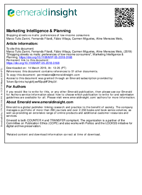 (PDF) Marketing Intelligence & Planning Shopping streets vs malls ...