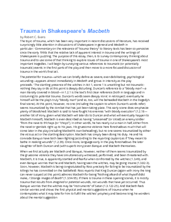 (DOC) Trauma in Shakespeare's Macbeth