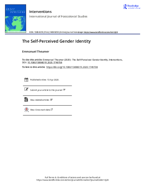 (PDF) The Self-Perceived Gender Identity