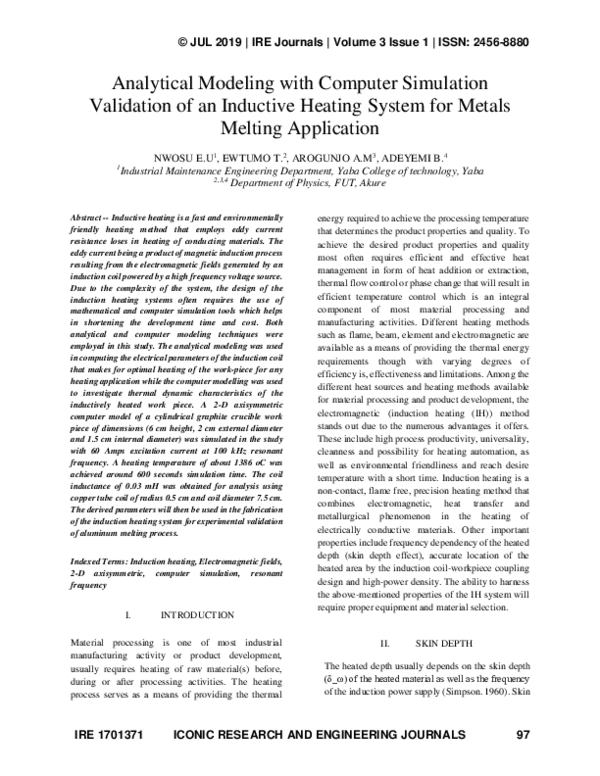 (PDF) Analytical Modeling with Computer Simulation Validation of an Inductive Heating System for ...