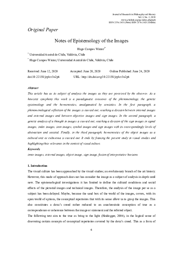 (PDF) Notes of epistemology of the images