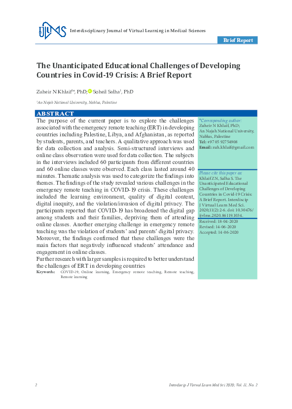 (PDF) The Unanticipated Educational Challenges of Developing Countries ...