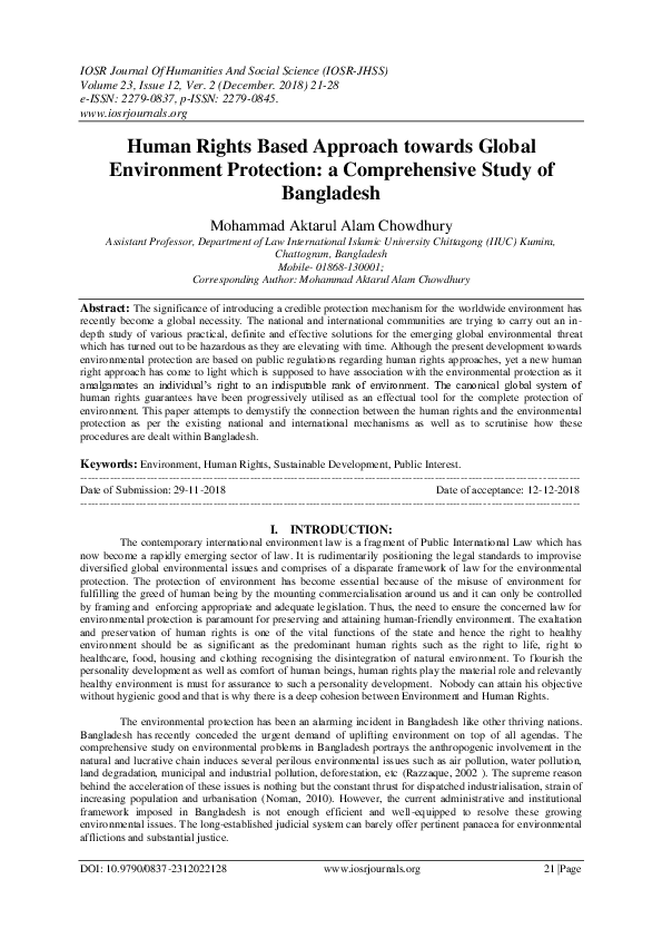 (PDF) Human Rights Based Approach towards Global Environment Protection ...