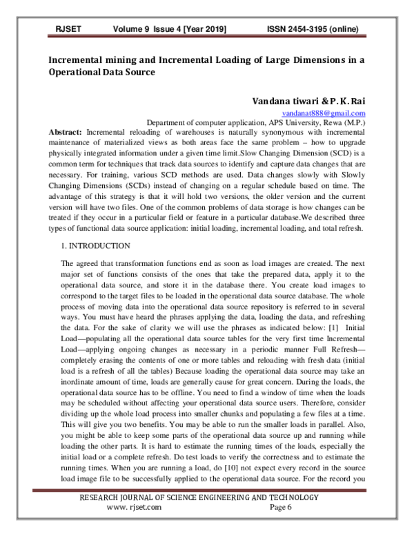 (PDF) Incremental mining and Incremental Loading of Large Dimensions in ...