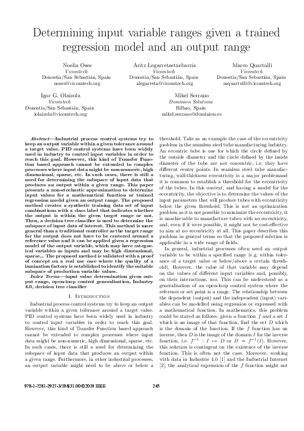 Pdf Determining Input Variable Ranges Given A Trained Regression Model And An Output Range