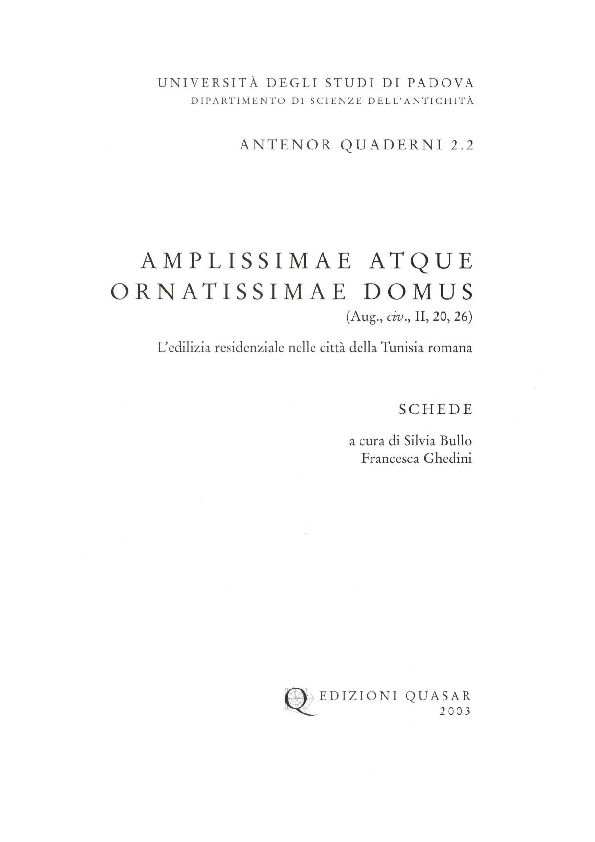 (PDF) TOPOGRAPHY AND HOUSING. Hadrumetum (Sousse), 2003