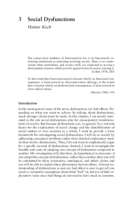 (PDF) Social Dysfunctions