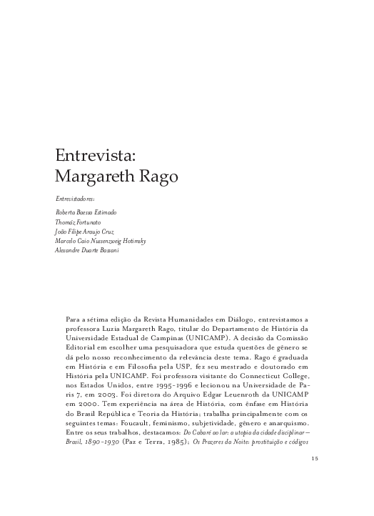 (PDF) Entrevista: Margareth Rago