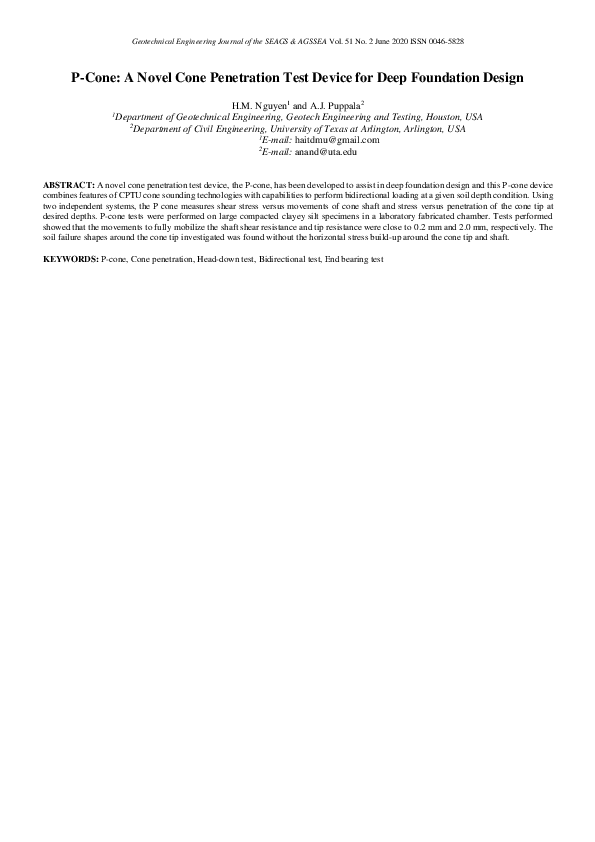 (PDF) P-Cone: A Novel Cone Penetration Test Device for Deep Foundation ...