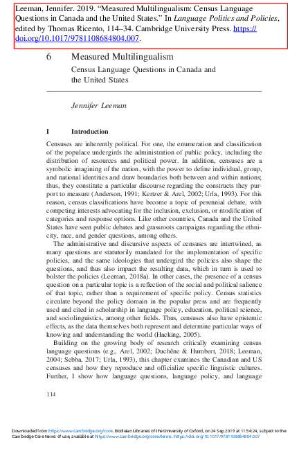 (PDF) Leeman, J. (2019). Measured multilingualism: Census language ...
