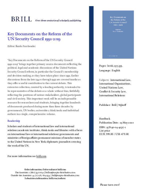 (PDF) Key Documents on the Reform of the UN Security Council 1991 - 2019