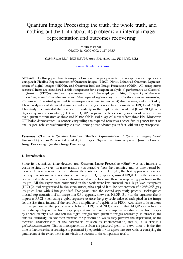 (PDF) Quantum Image Processing: the truth, the whole truth, and nothing but the truth about its ...