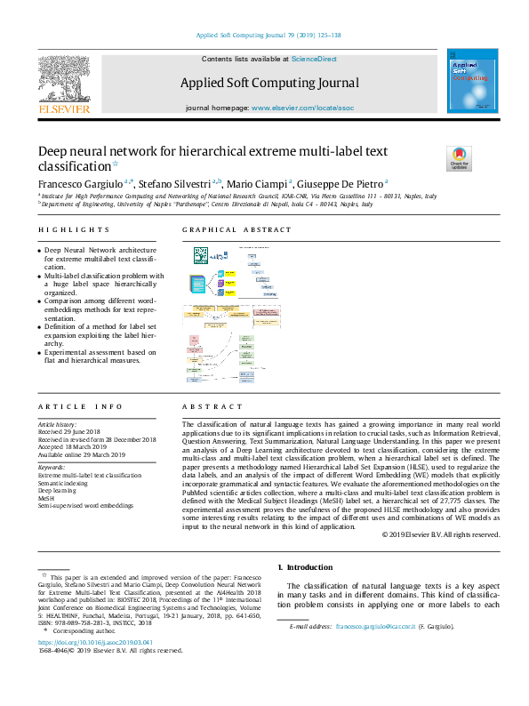 Pdf Deep Neural Network For Hierarchical Extreme Multi Label Text Classification Mario