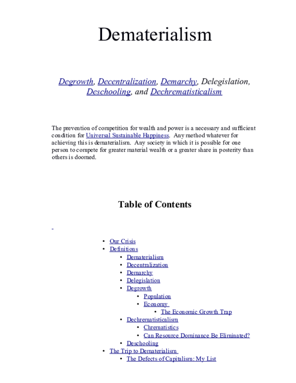 (PDF) Dematerialism: Degrowth, Decentralization, Demarchy ...