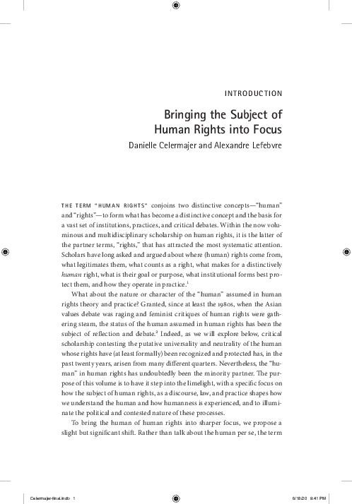 (PDF) Introduction to The Subject of Human Rights