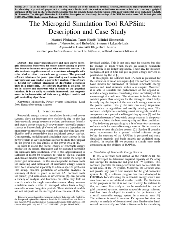 (PDF) The Microgrid Simulation Tool RAPSim: Description and Case Study