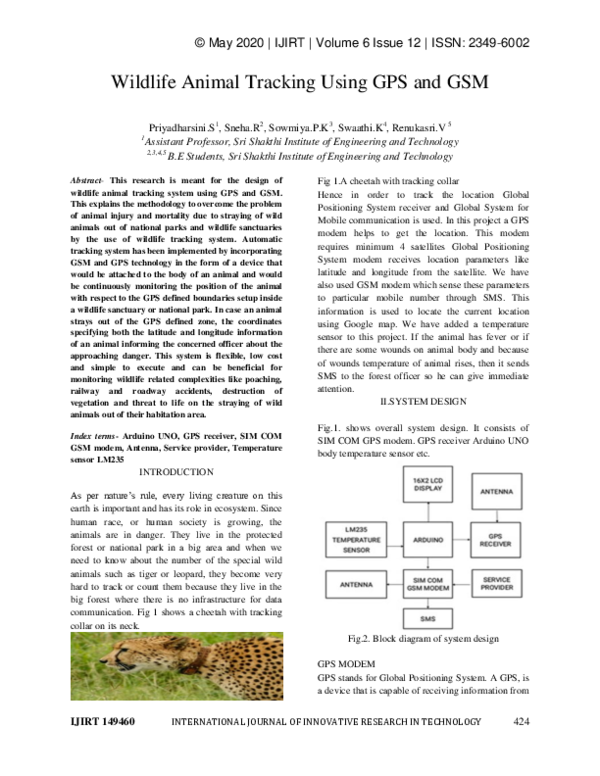 (PDF) Wildlife Animal Tracking Using GPS and GSM (PDF) Wildlife Animal Tracking Using GPS and GSM
