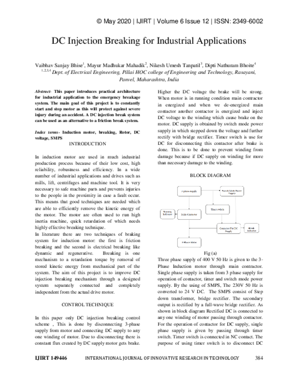 (PDF) DC Injection Breaking for Industrial Applications
