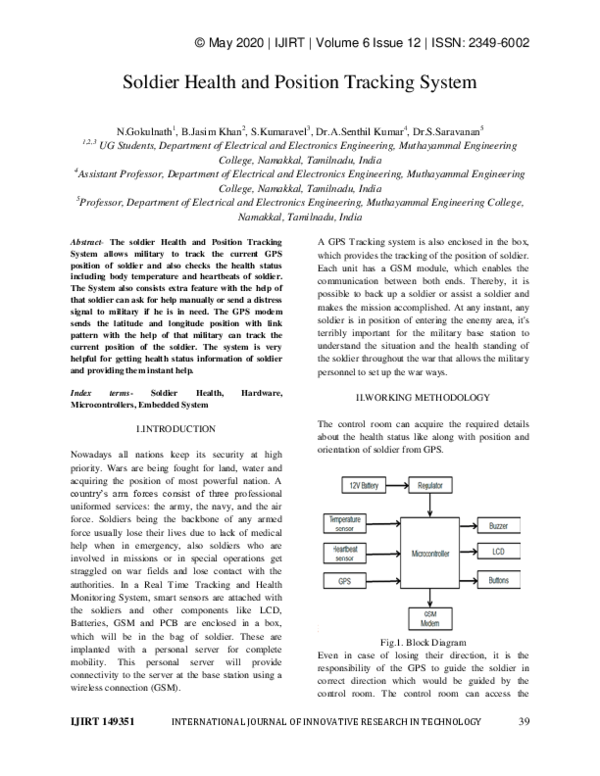 (PDF) Soldier Health and Position Tracking System | IJIRT Journal ...