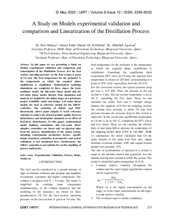 (PDF) A Study on Models experimental validation and comparison and Linearization of the ...