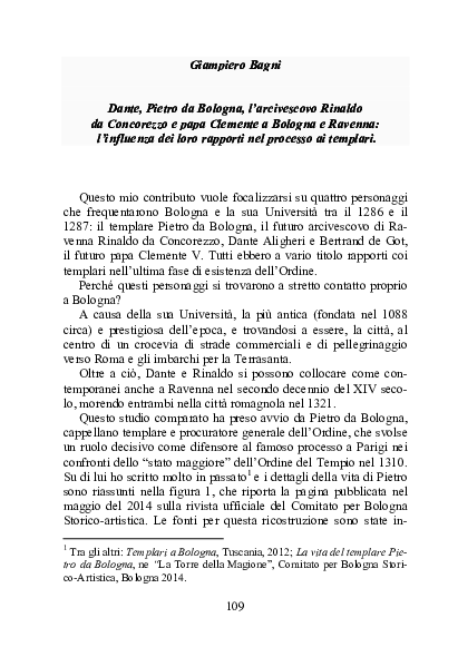(PDF) Dante, Pietro da Bologna, l’arcivescovo Rinaldo da Concorezzo e ...