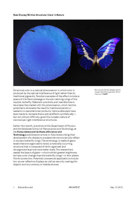(PDF) New Display Mimics Structural Color in Nature