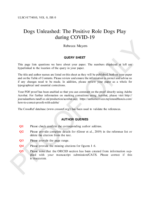 (PDF) Dogs Unleashed: The Positive Role Dogs Play during COVID-19