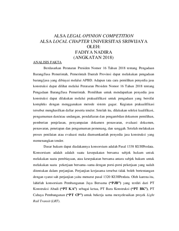 (PDF) ALSA LEGAL OPINION COMPETITION 2020 : FADIYA NADIRA