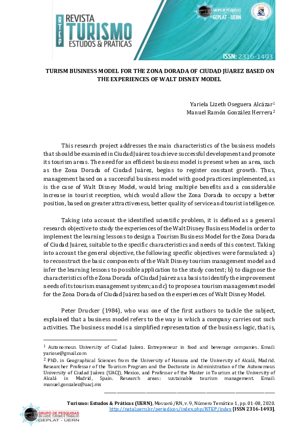 (PDF) TURISM BUSINESS MODEL FOR THE ZONA DORADA OF CIUDAD JUAREZ BASED ...