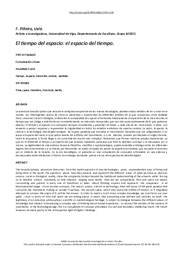(PDF) El tiempo del espacio: el espacio del tiempo