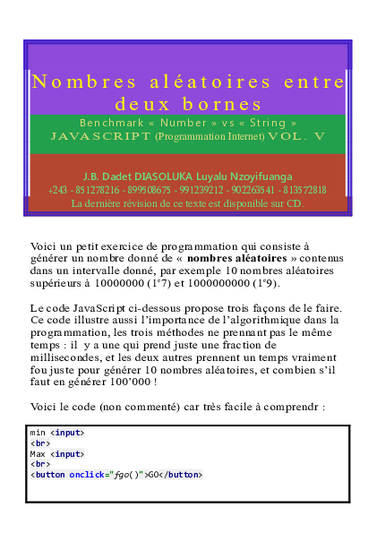 (DOC) Nombres aléatoires entre deux bornes JAVASCRIPT (Programmation ...