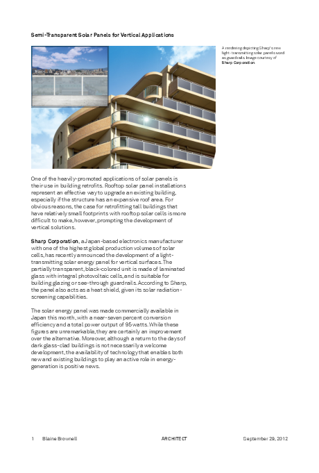 (PDF) Semi-Transparent Solar Panels for Vertical Applications