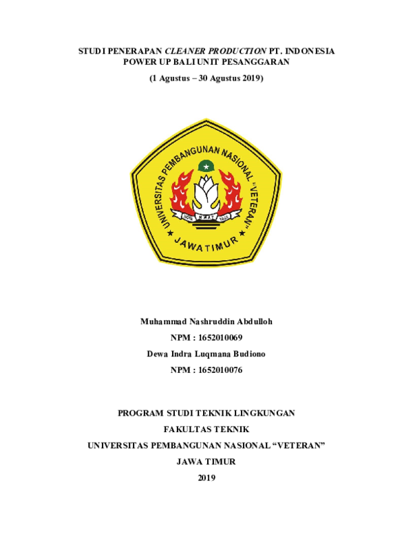 (PDF) Cleaner Production Implementation in the PT.Indonesia Power UPJB Bali
