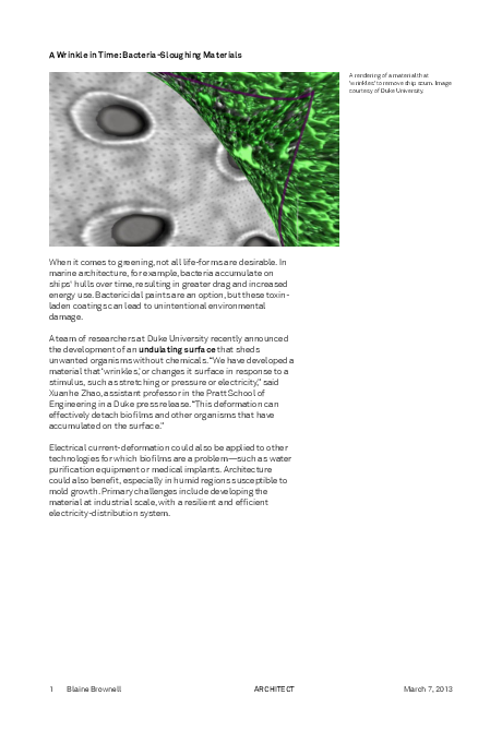(PDF) A Wrinkle in Time: Bacteria-Sloughing Materials