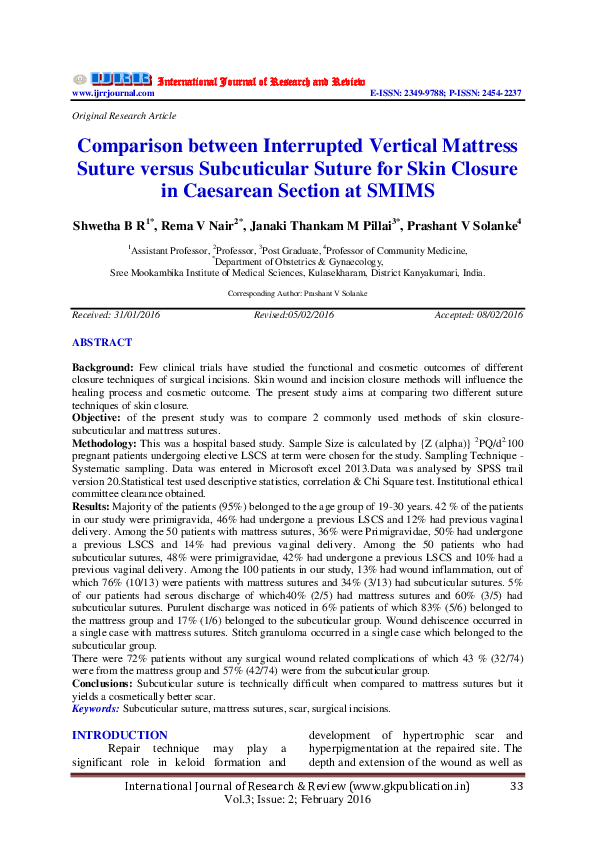 (PDF) Comparison between Interrupted Vertical Mattress Suture versus ...